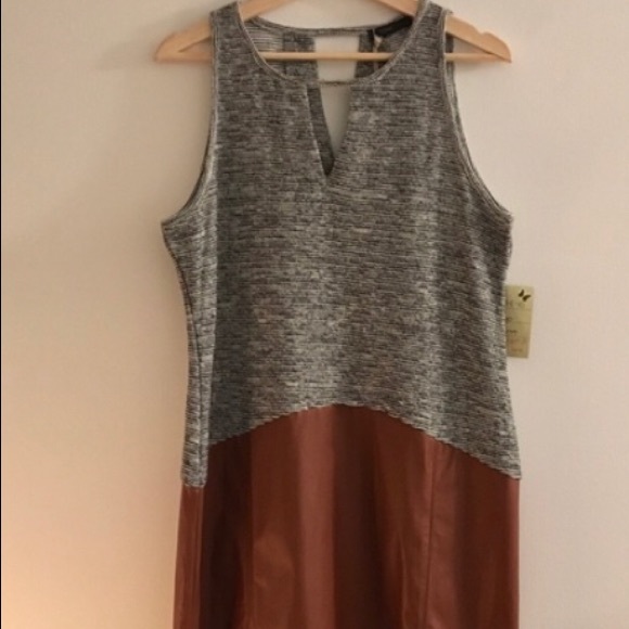 THML | Dresses | Thml Womens Shift Dress M Tweed And Faux Leather ...